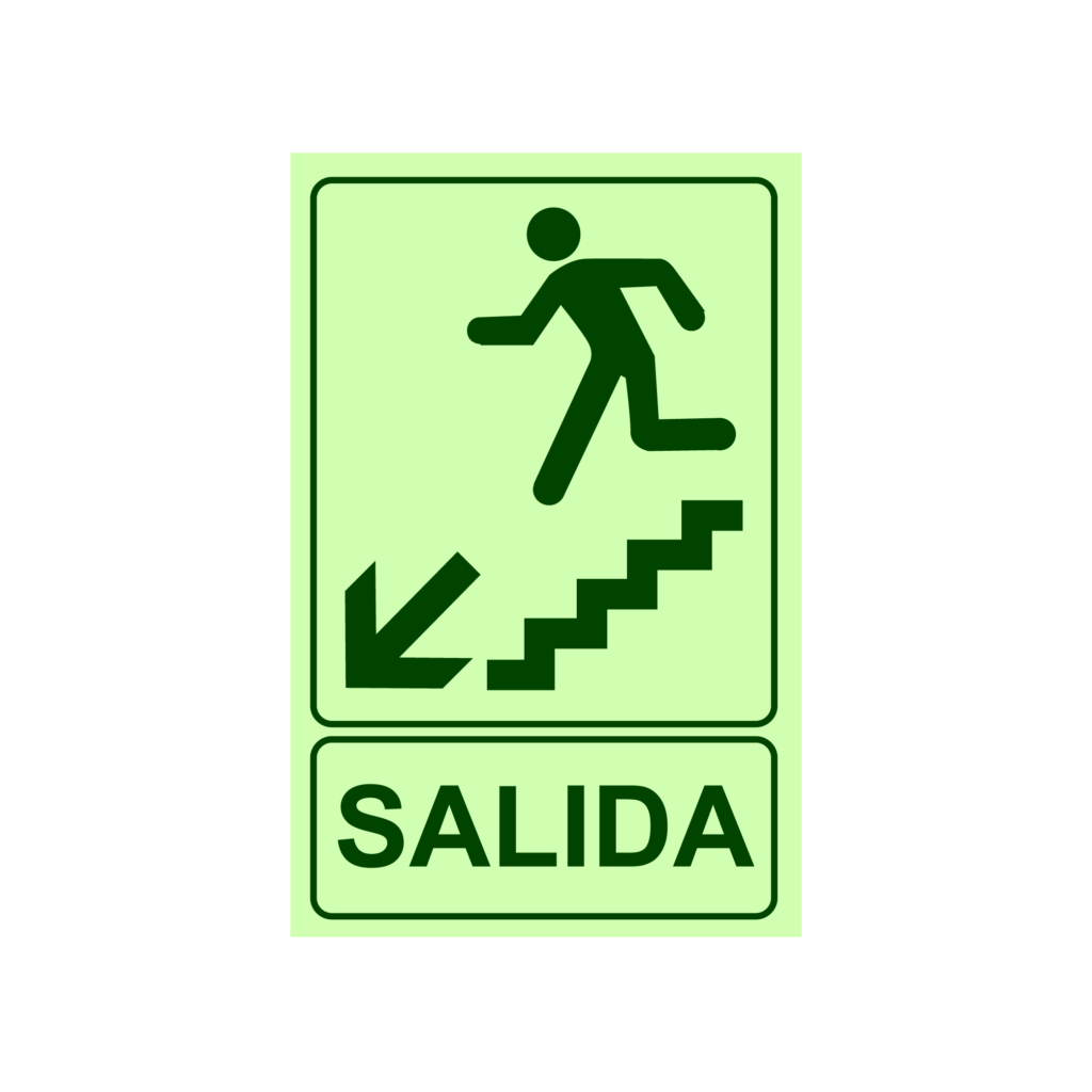 Letrero Fotoluminiscente Escaleras Salida Abajo Izquierda: Seguridad y ...