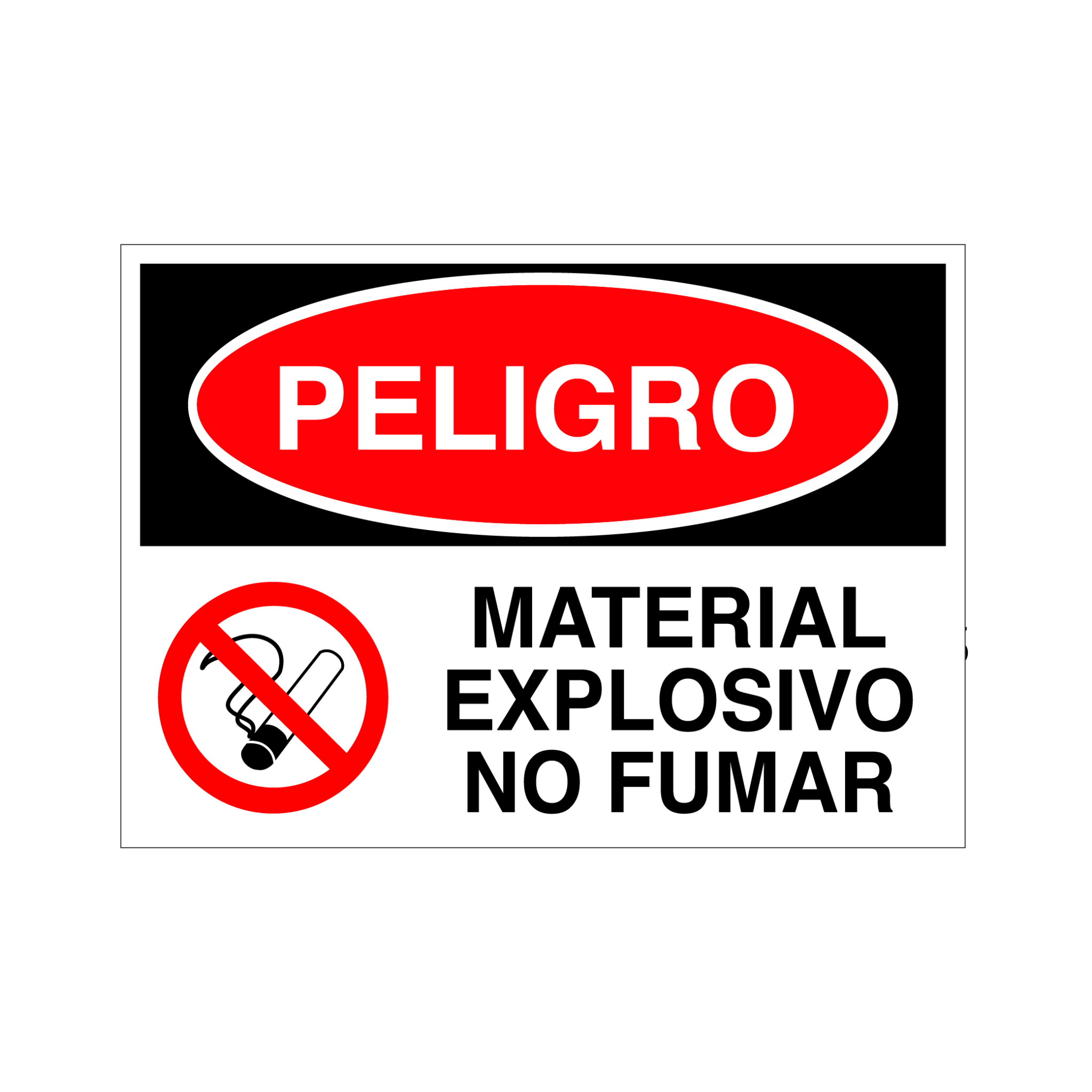 Letrero de Peligro: Material Explosivo No Fumar | Letreros Caperuso Chile